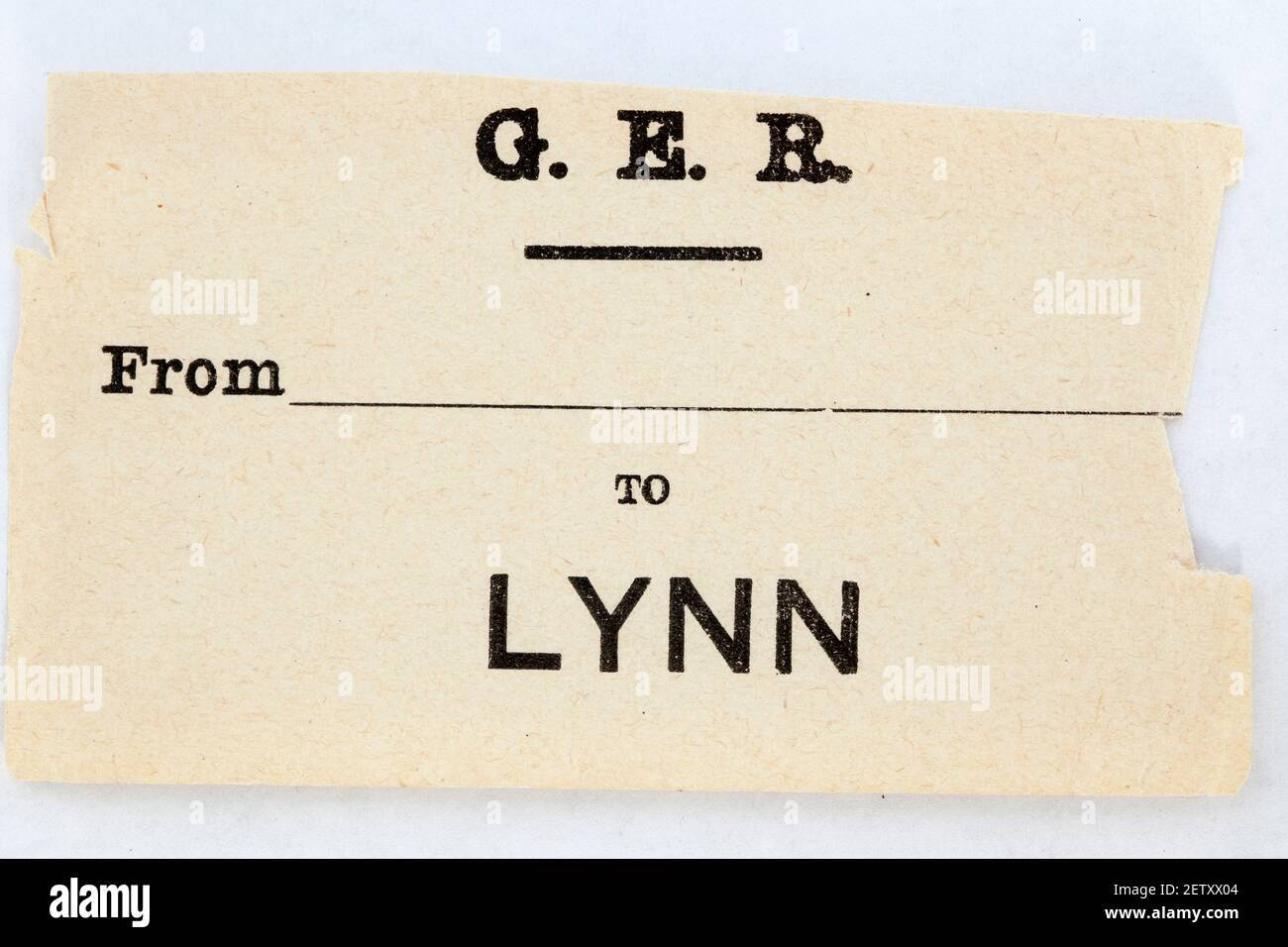 Old GER Railway Printed Paper Luggage Label to Lynn Stock Photo - Alamy