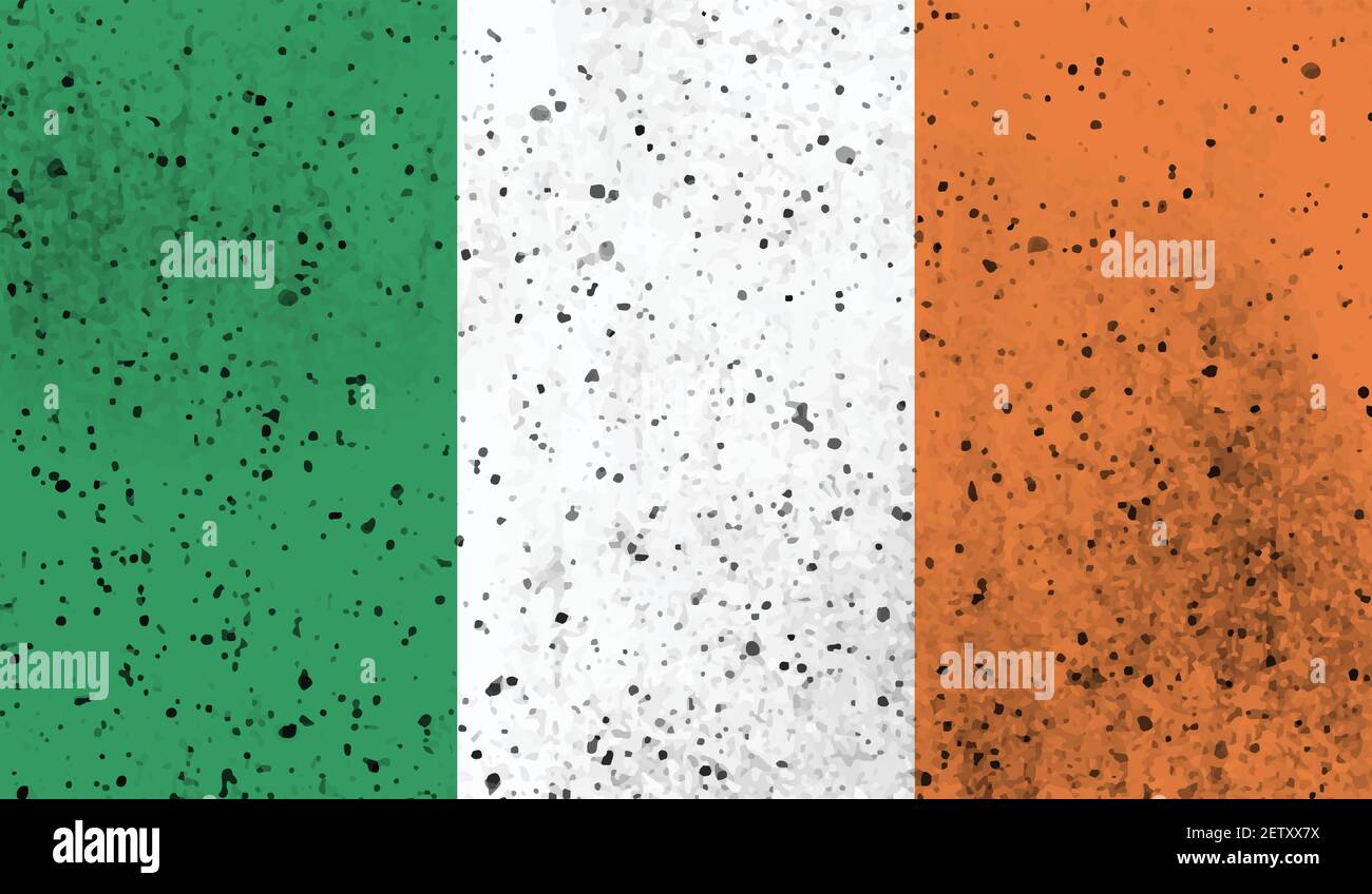 Ireland flag with waving grunge texture. Vector background Stock Vector ...