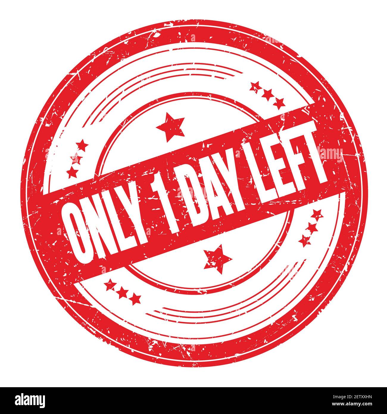 ONLY 1 DAY LEFT text on red round grungy texture stamp Stock Photo - Alamy