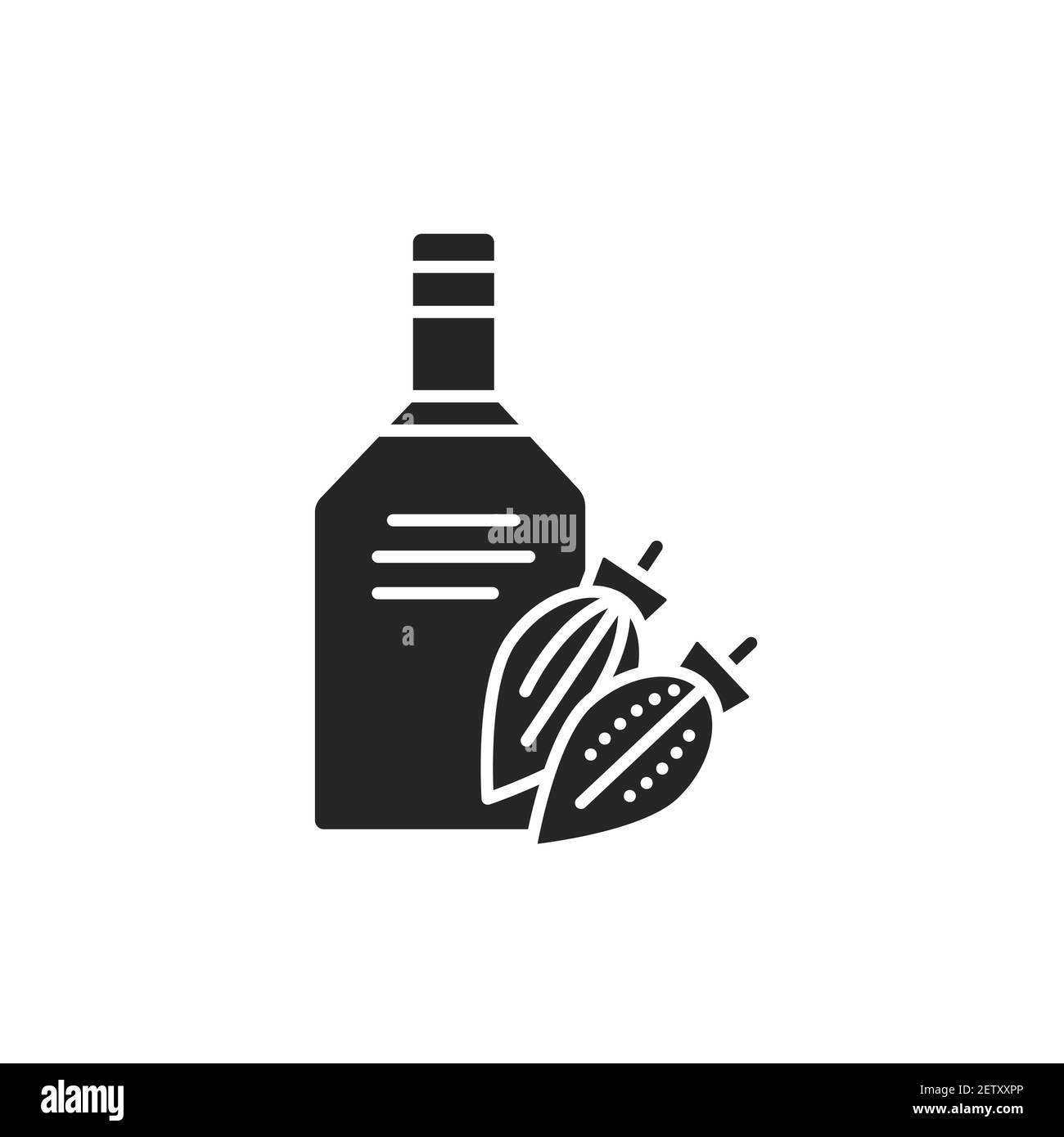 Cacao vegetable oil glass bottle black glyph icon. Natural, healthy ...