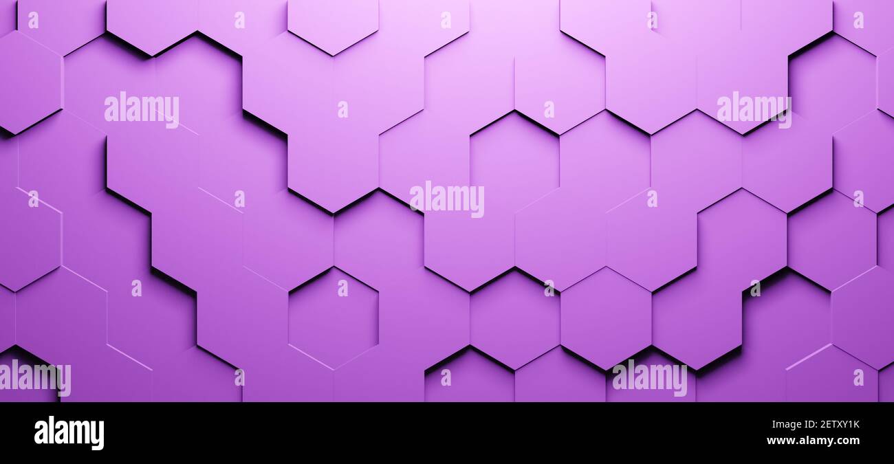 Purple hexagons or hexagonal background, 3D cgi wallpaper, illustration ...