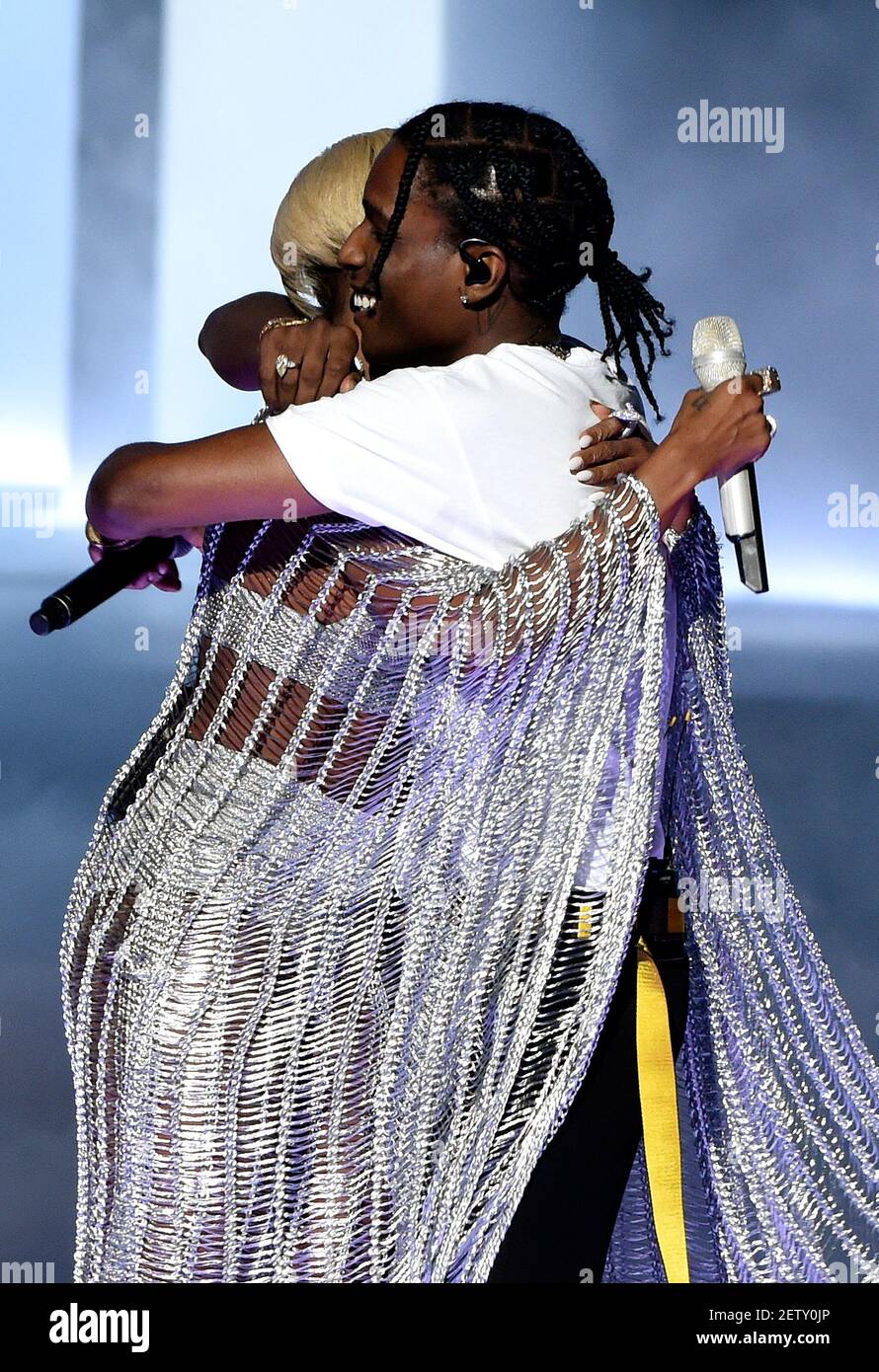 LOS ANGELES - JUNE 25: Mary J. Blige (L) and ASAP Rocky perform at the ...