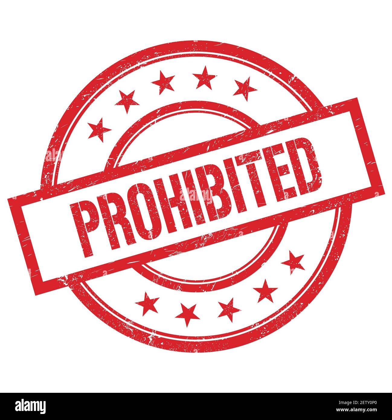 PROHIBITED text written on red round vintage rubber stamp Stock Photo ...