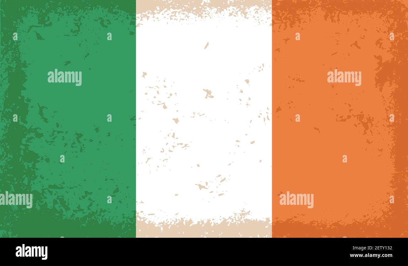 Ireland flag with waving grunge texture. Vector background Stock Vector ...