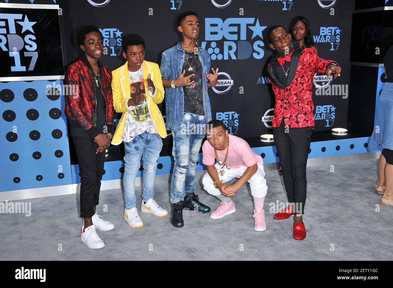 (L-R) Caleb McLaughlin, Myles Truitt, Jahi Winston, Dante Hoagland and ...