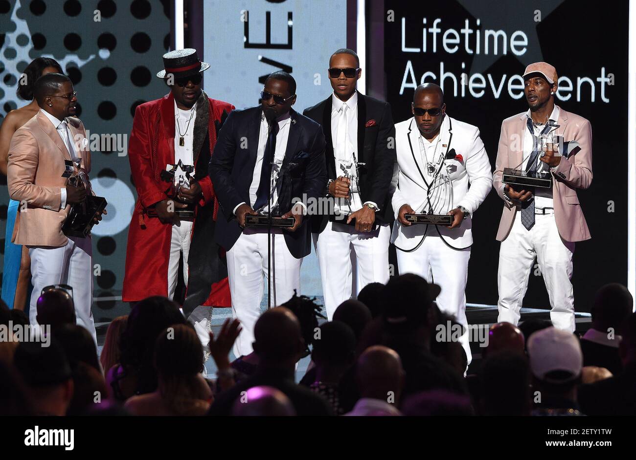 LOS ANGELES - JUNE 25: New Edition appears on the 2017 BET Awards at ...