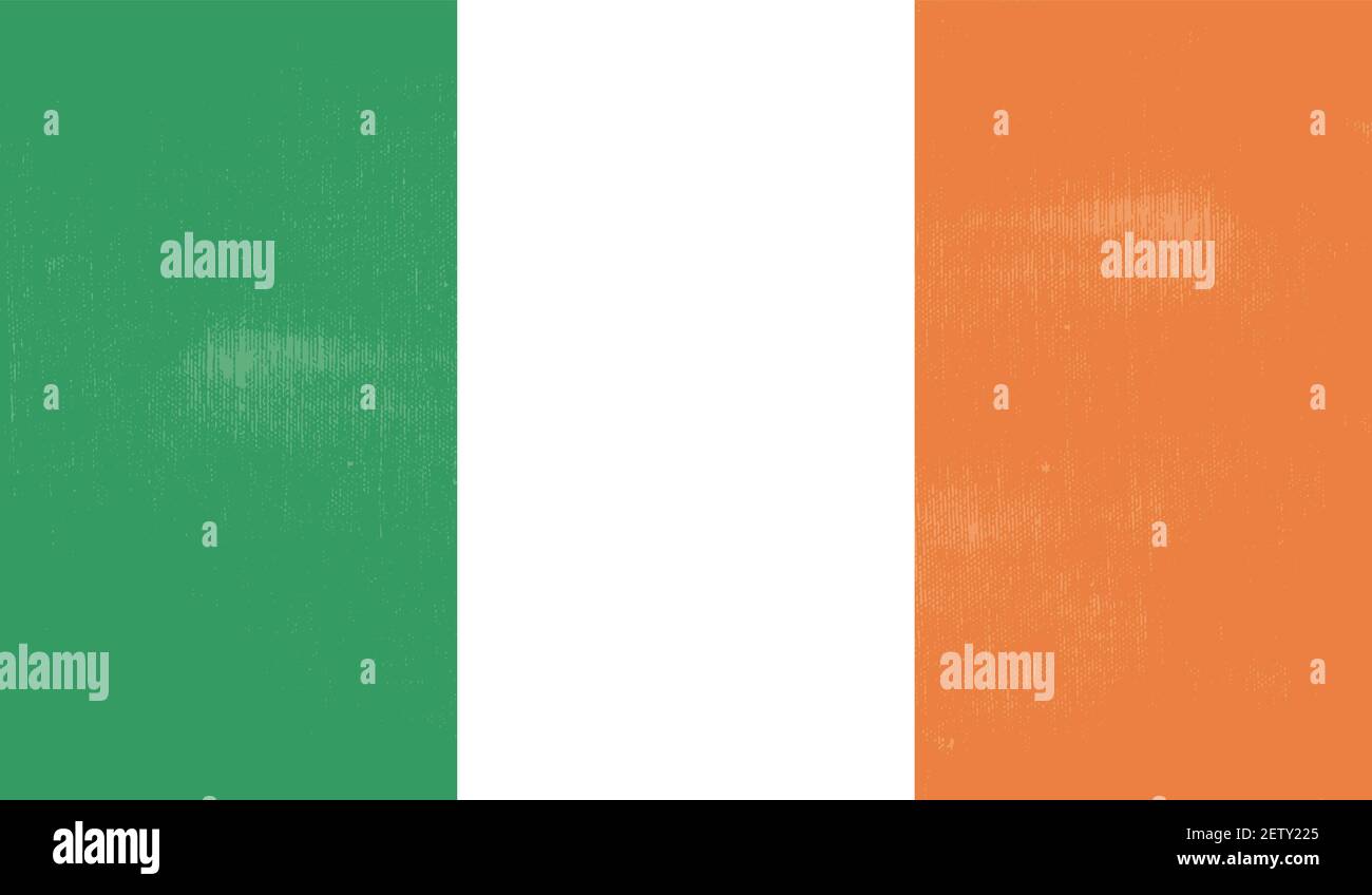 Ireland flag with waving grunge texture. Vector background Stock Vector ...
