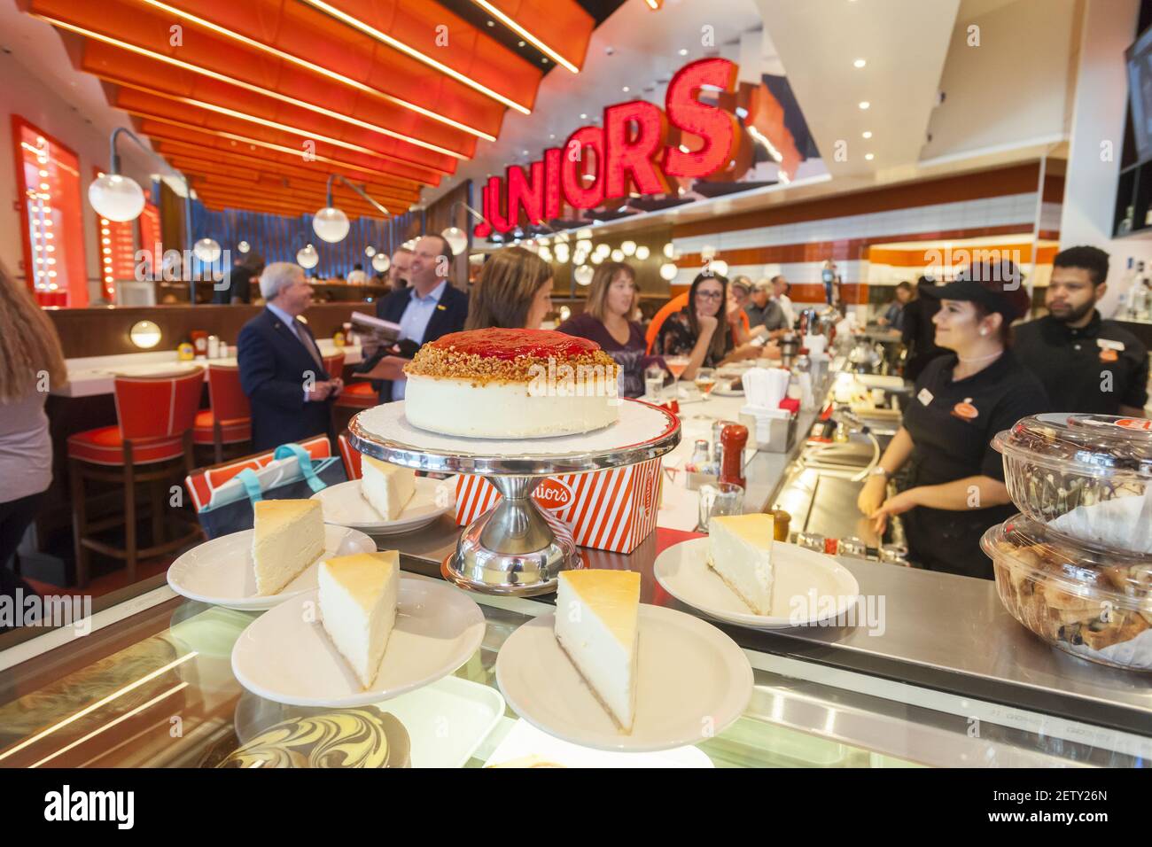 Display of cheesecakes at the ceremonial ribbon cutting of the second Times Square branch of ...