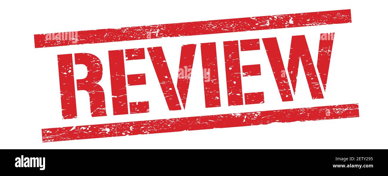 REVIEW text on red grungy rectangle stamp sign Stock Photo - Alamy