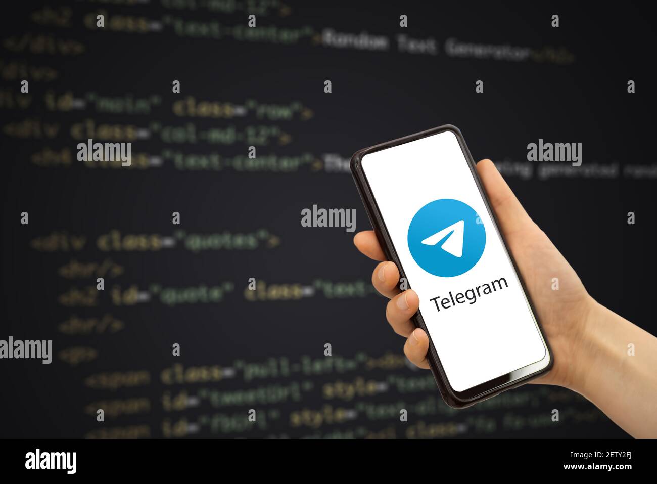 Telegram messenger app. Smartphone with Telegram messenger application ...