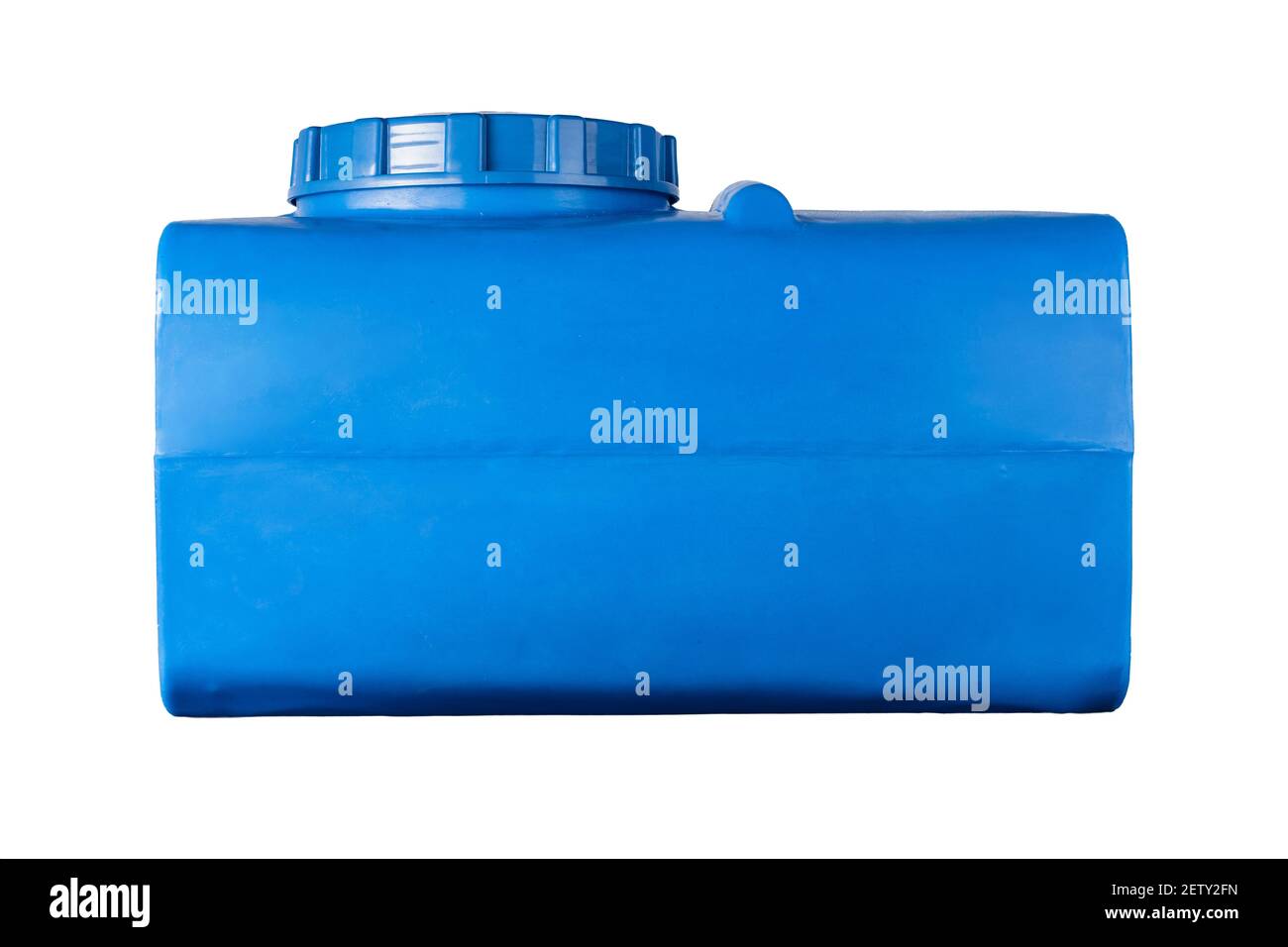 Blue plastic water tank isolated on white Stock Photo - Alamy