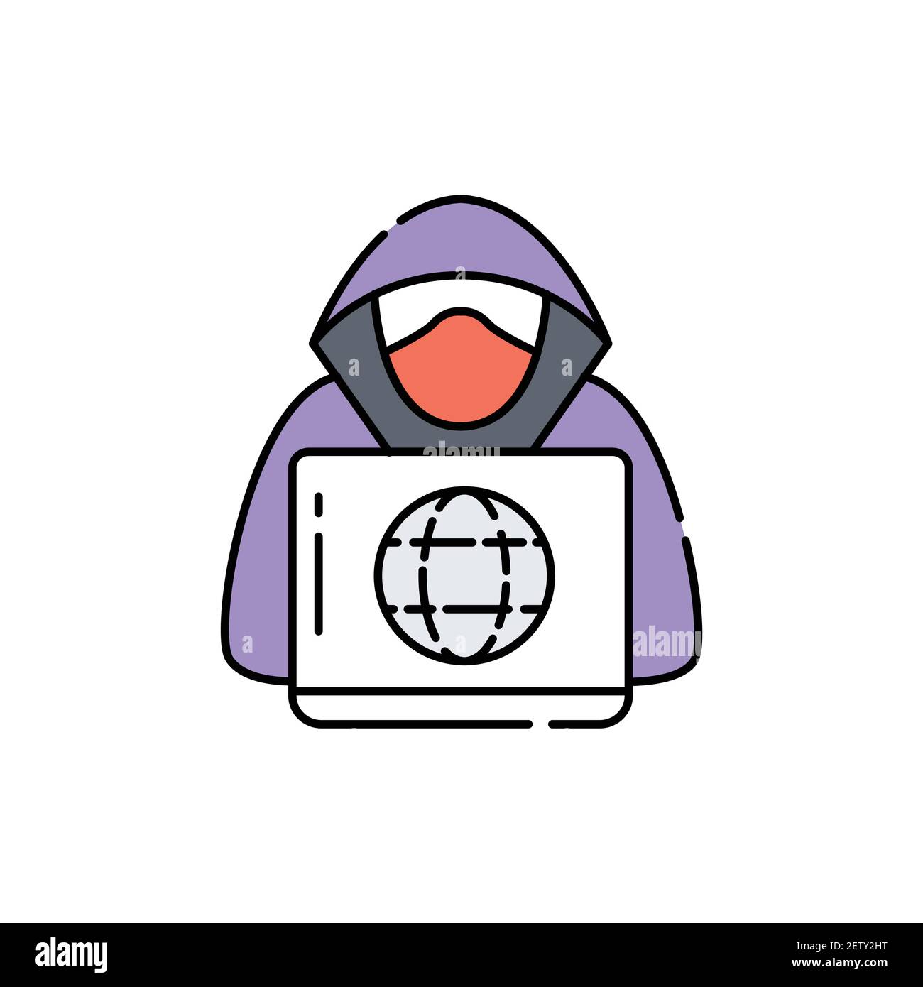 Hacker olor line icon. stealing confidential personal information ...