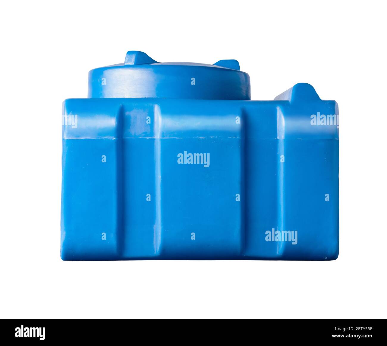 Blue plastic water tank isolated on white Stock Photo - Alamy