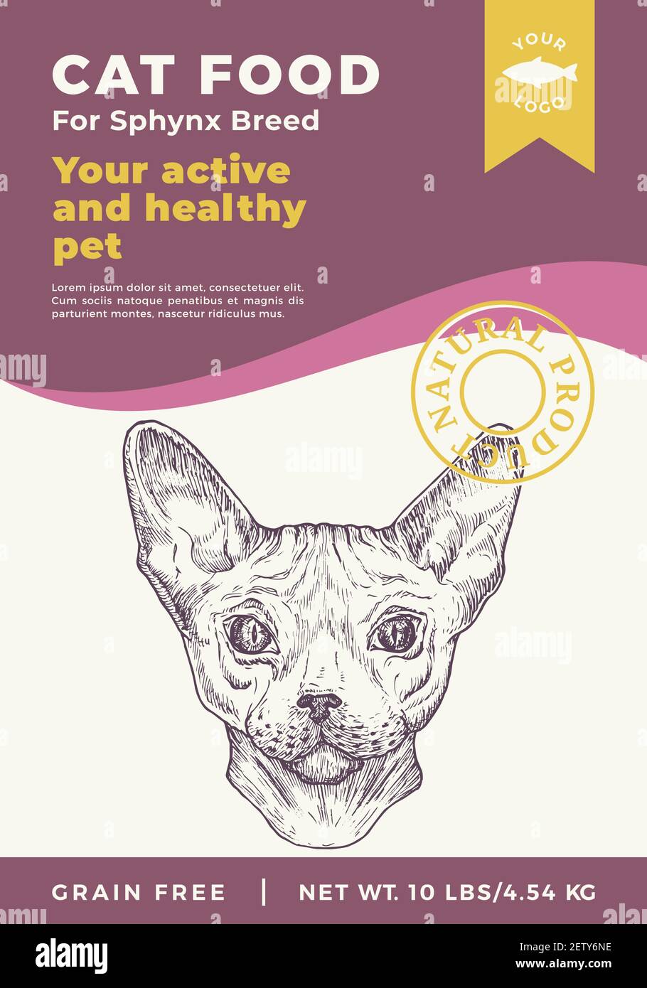 Cat Food Label Template. Abstract Vector Packaging Design Layout ...