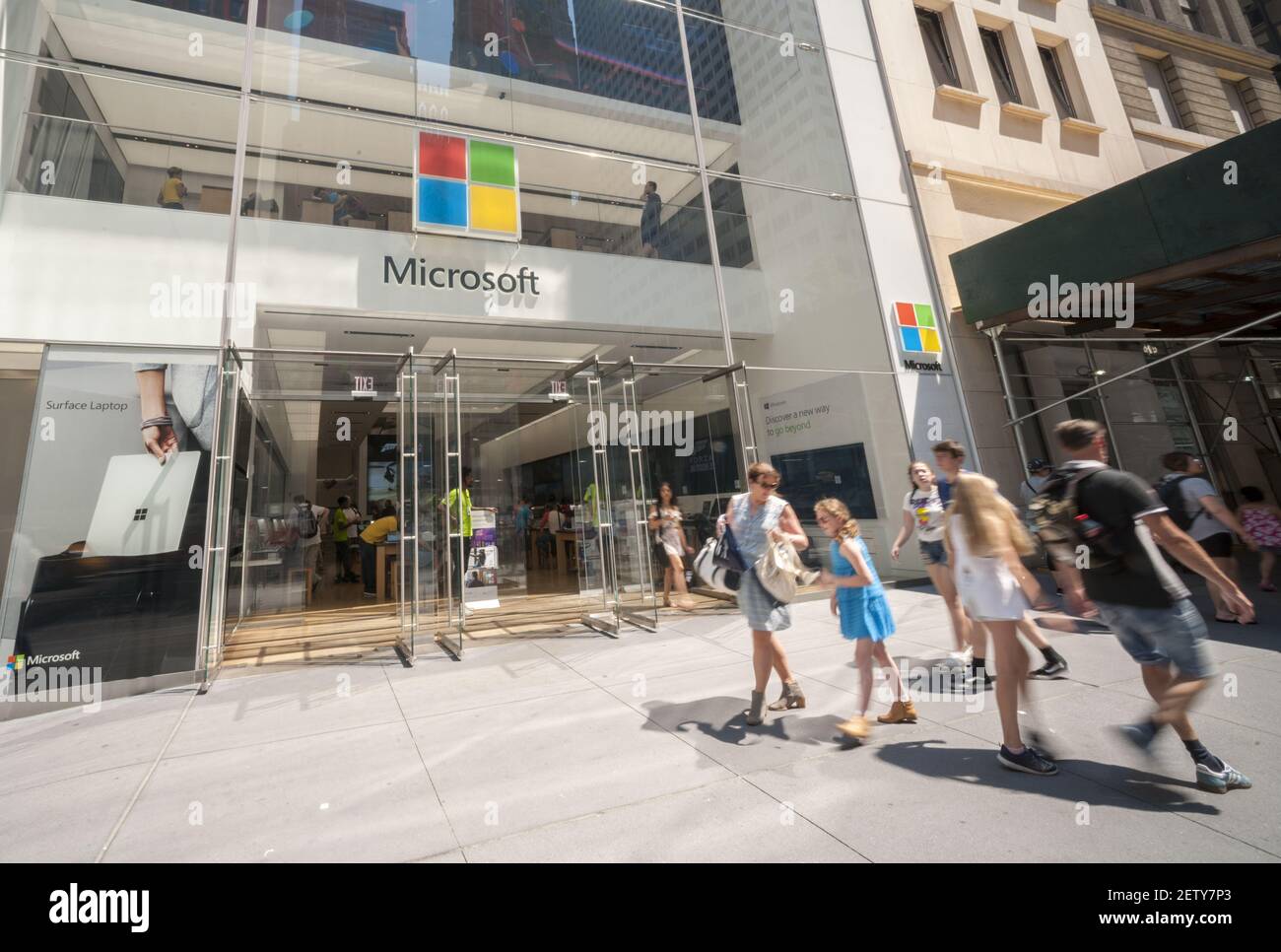 The Microsoft flagship store on Fifth Avenue in New York, on Friday, June 30, 2017. Microsoft is ...