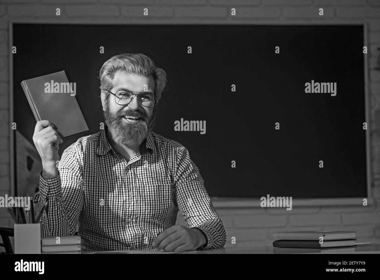 Happy teacher senior man Black and White Stock Photos & Images - Alamy