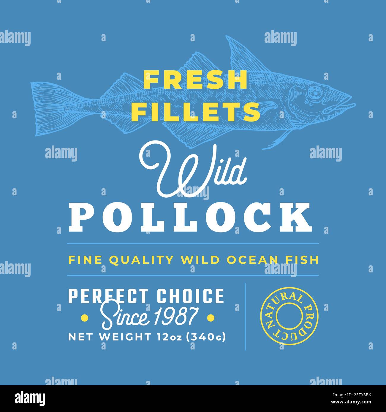 Fresh Fillets Premium Quality Label. Abstract Vector Fish Packaging ...