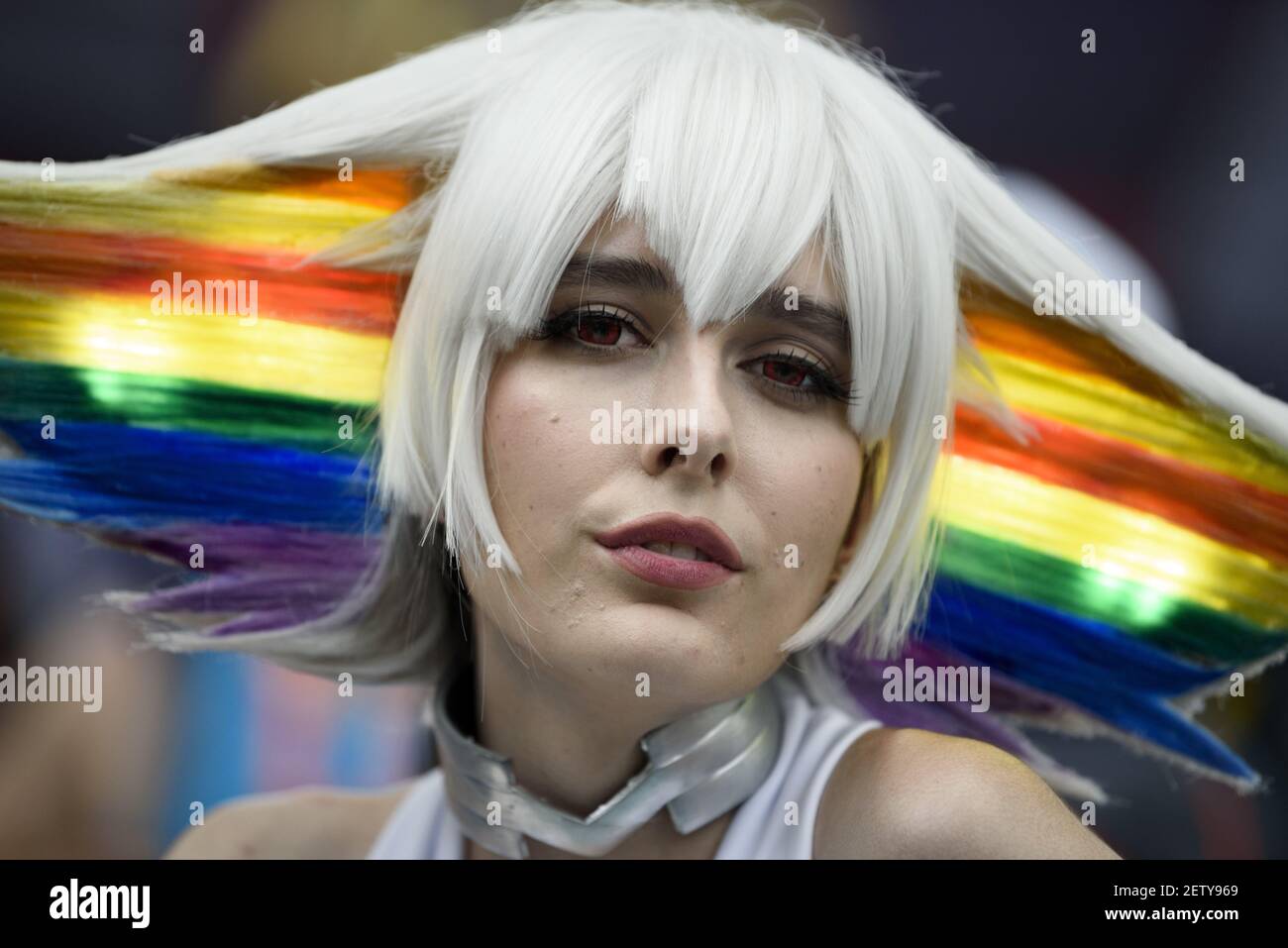 Cosplayer, Crystal Poole, attends Anime Expo in Los Angeles, California ...