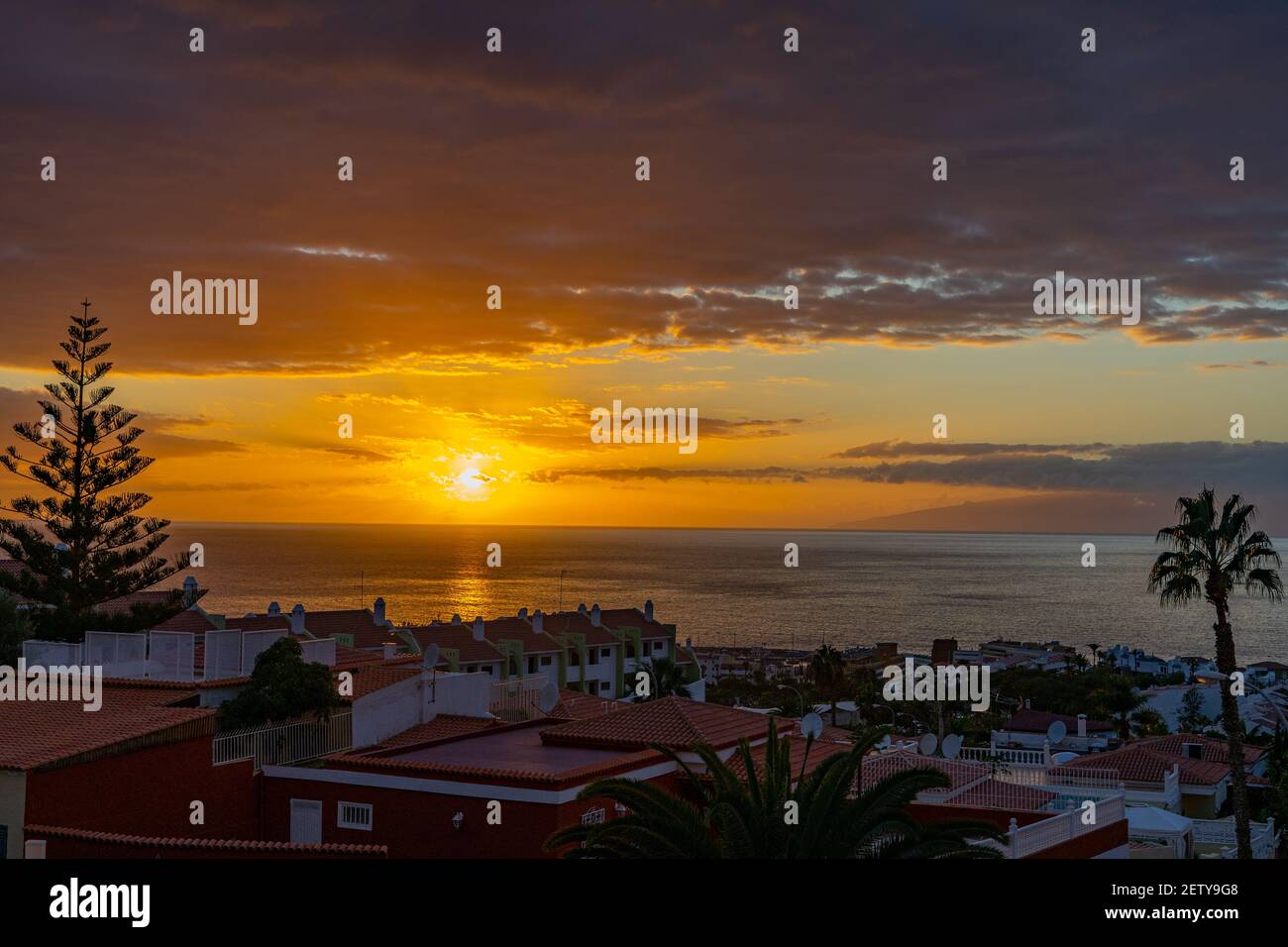 Sunset in Tenerife Stock Photo - Alamy