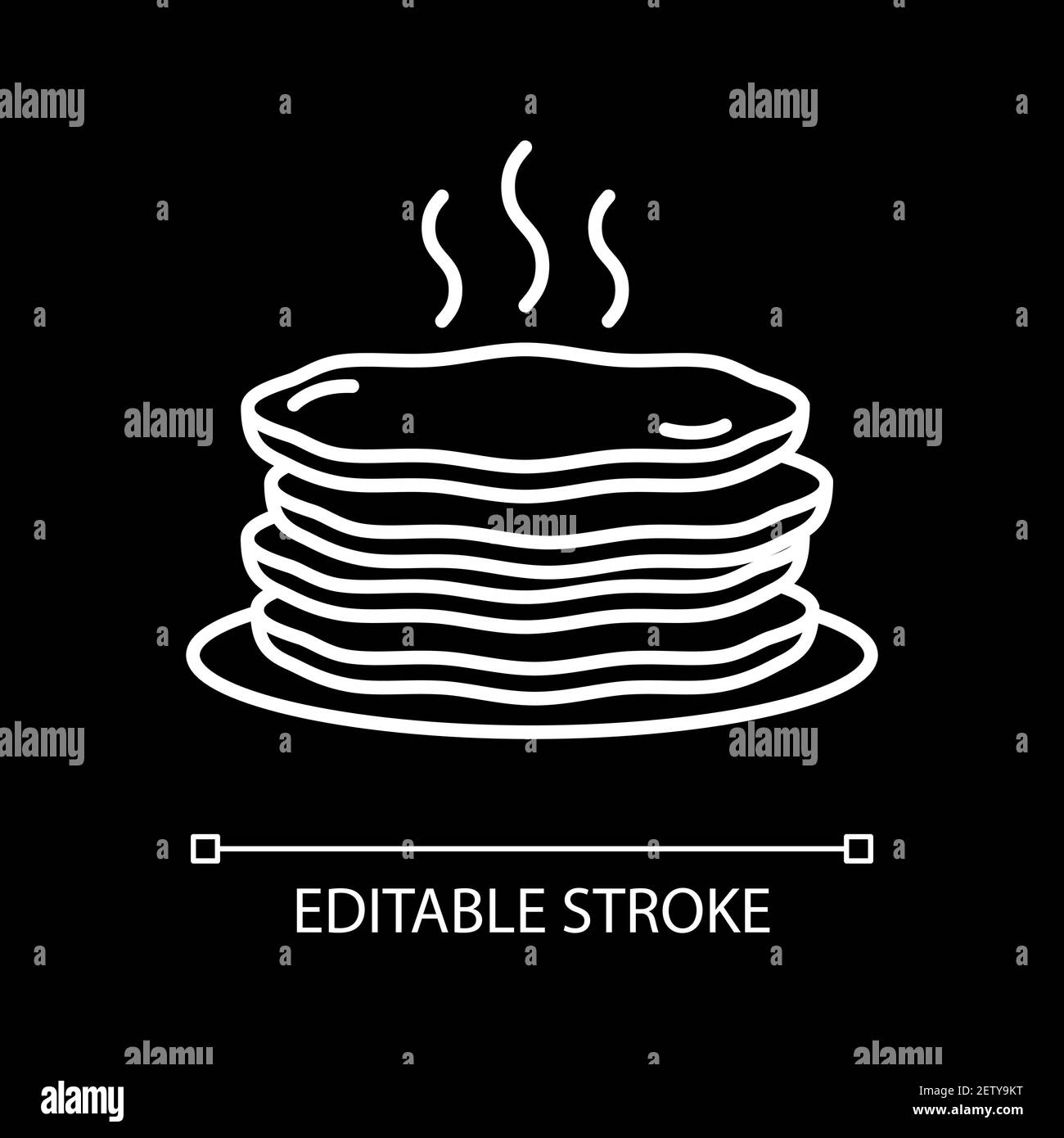 Stack of hot pancakes white linear icon for dark theme Stock Vector ...
