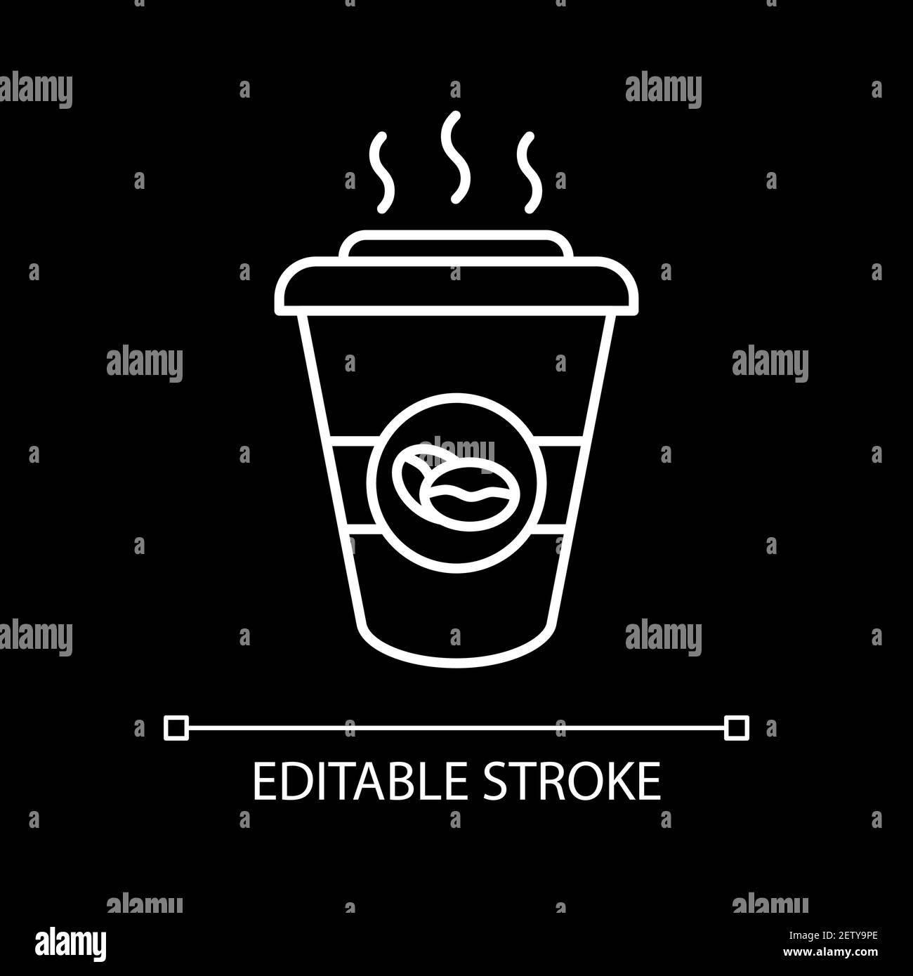 Hot coffee to go white linear icon for dark theme Stock Vector Image ...