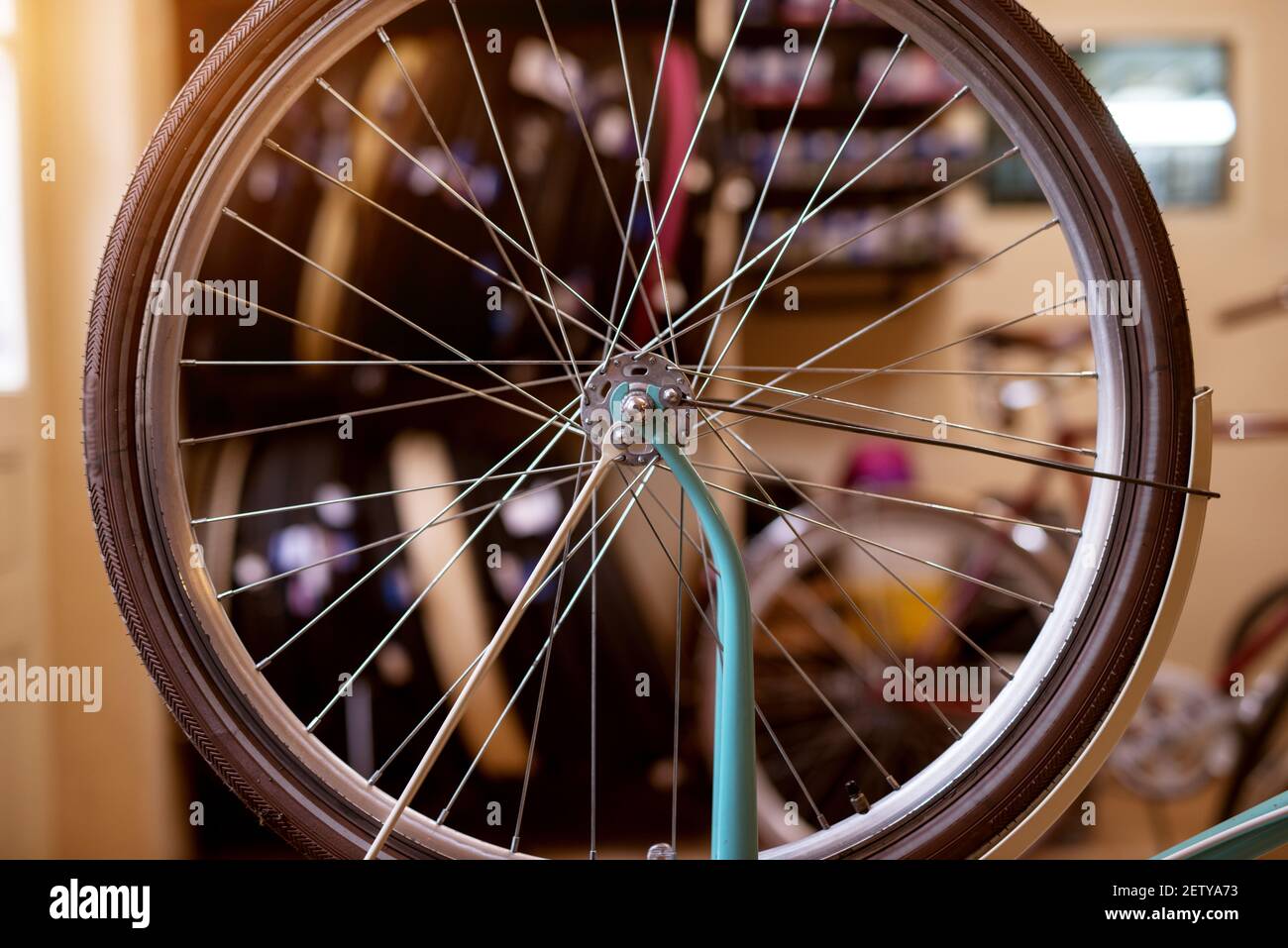 Bicycle wheel wires Stock Photo - Alamy