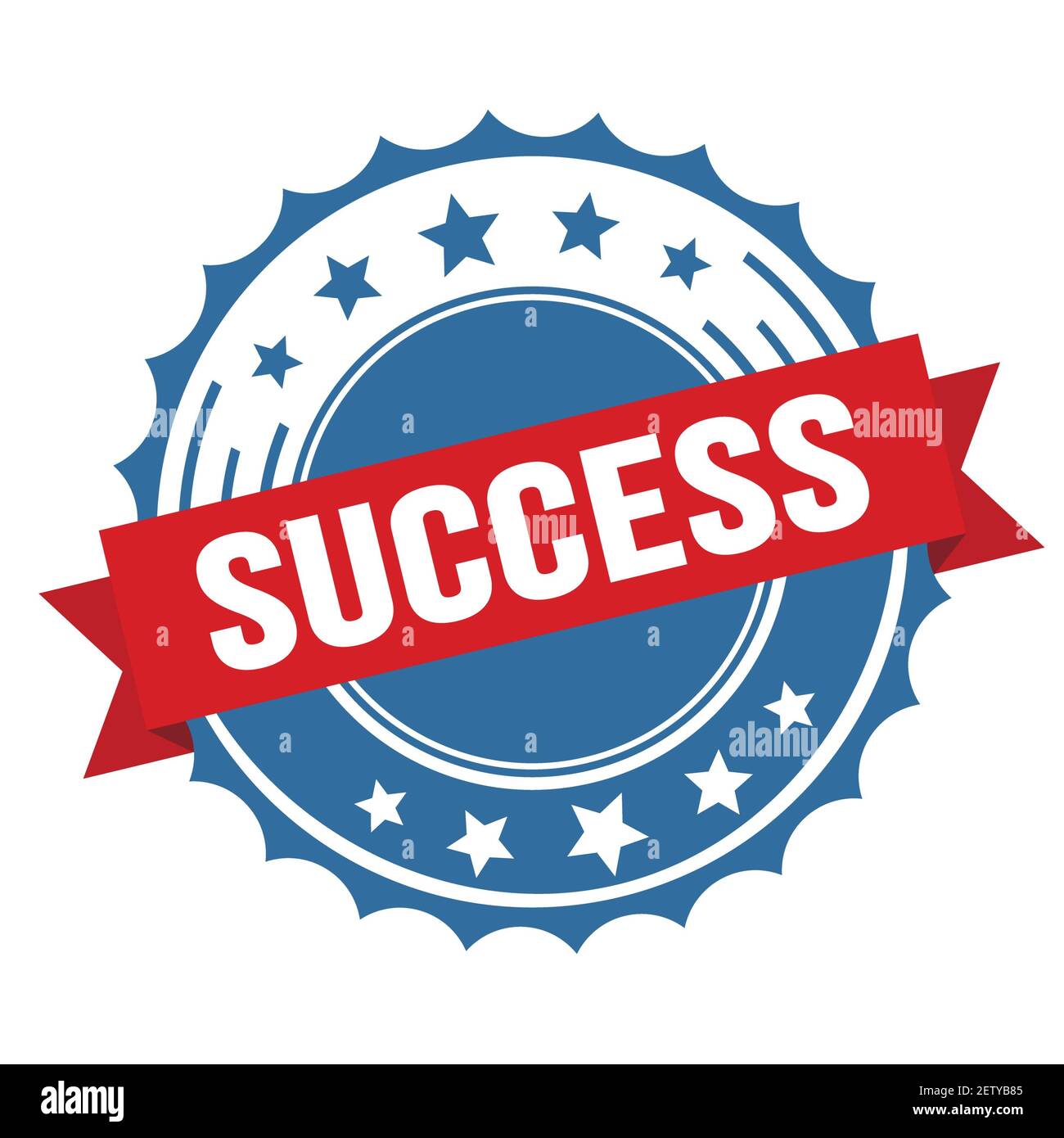SUCCESS text on red blue ribbon badge stamp Stock Photo - Alamy