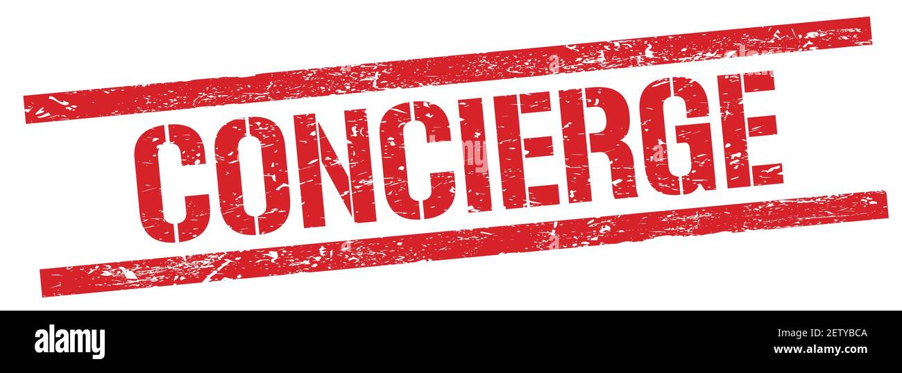 CONCIERGE text on red grungy rectangle stamp sign Stock Photo - Alamy