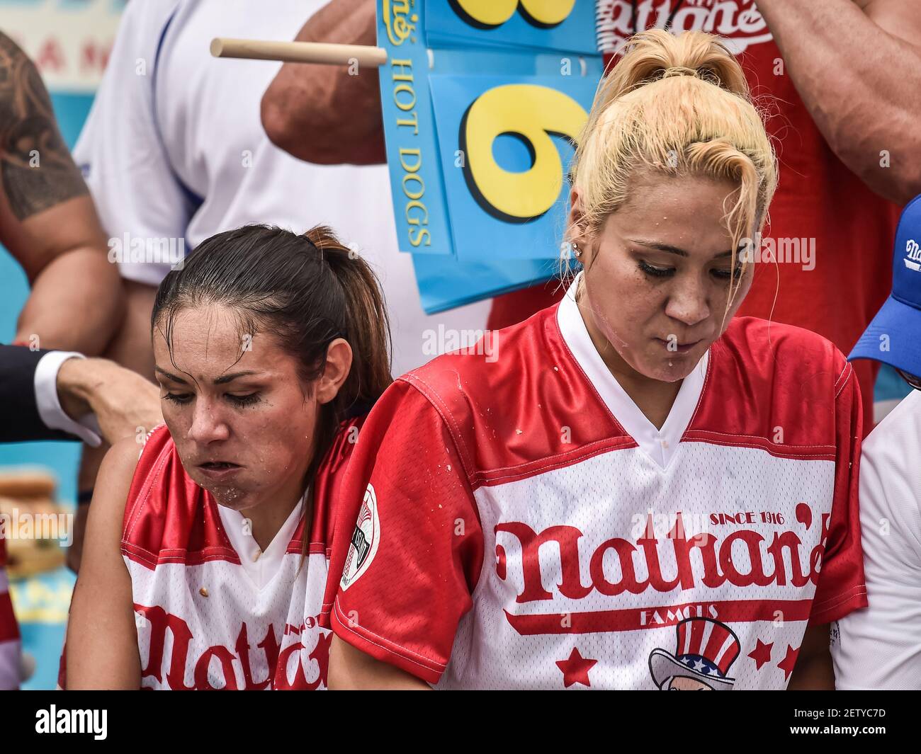 Michelle Lesco and Miki Sudo compete at the 2017 Nathan's Famous 4th Of ...