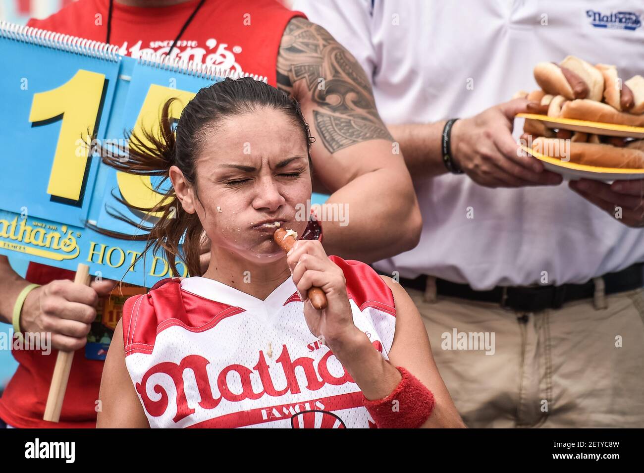 Michelle Lesco competes at the 2017 Nathan's Famous 4th Of July ...