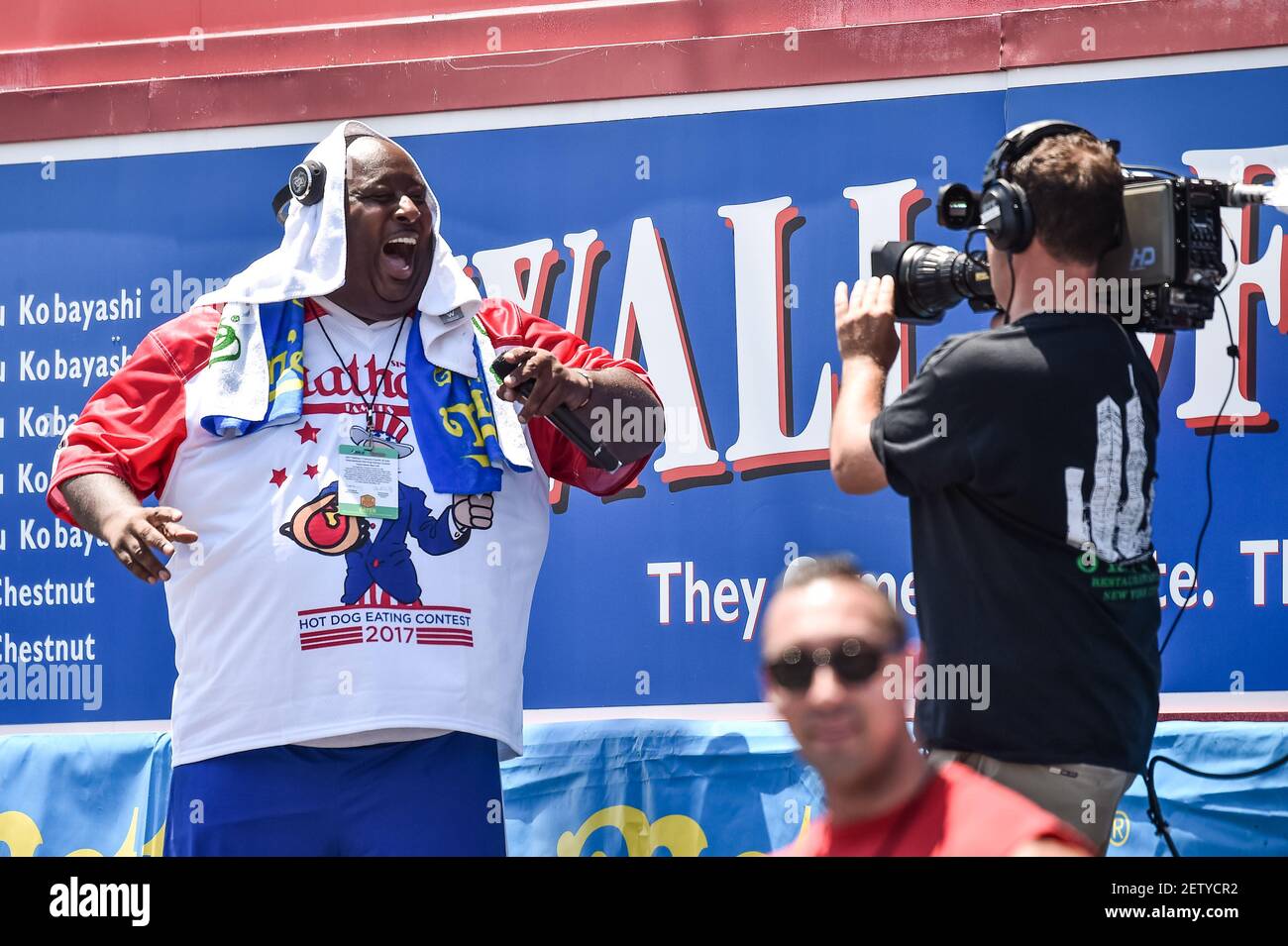 Eric “Badlands” Booker performs at the 2017 Nathan's Famous 4th Of July International Hot Dog in ...
