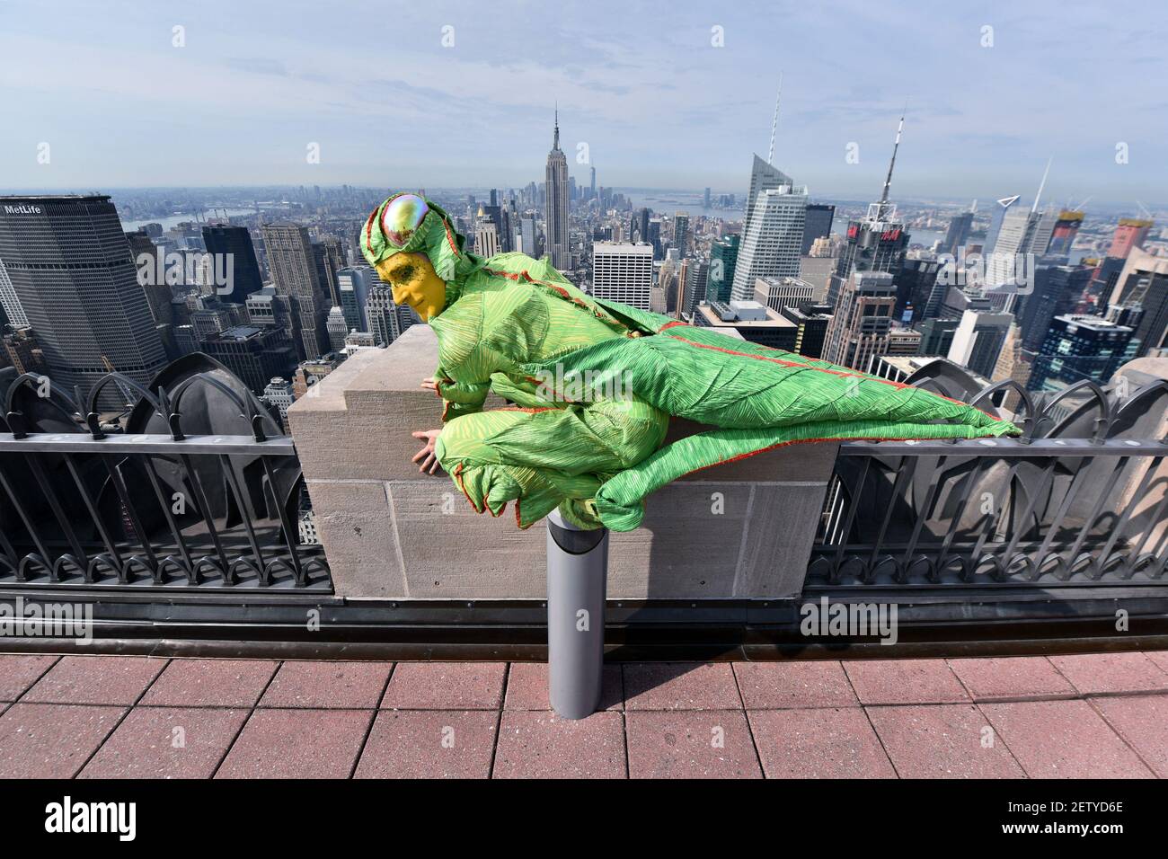 Acrobats/performers of Cirque Du Soleil 'OVO' visit The Top of the Rock ...