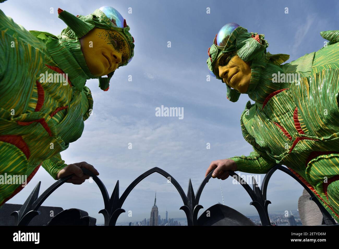 Acrobats/performers of Cirque Du Soleil 'OVO' visit The Top of the Rock ...