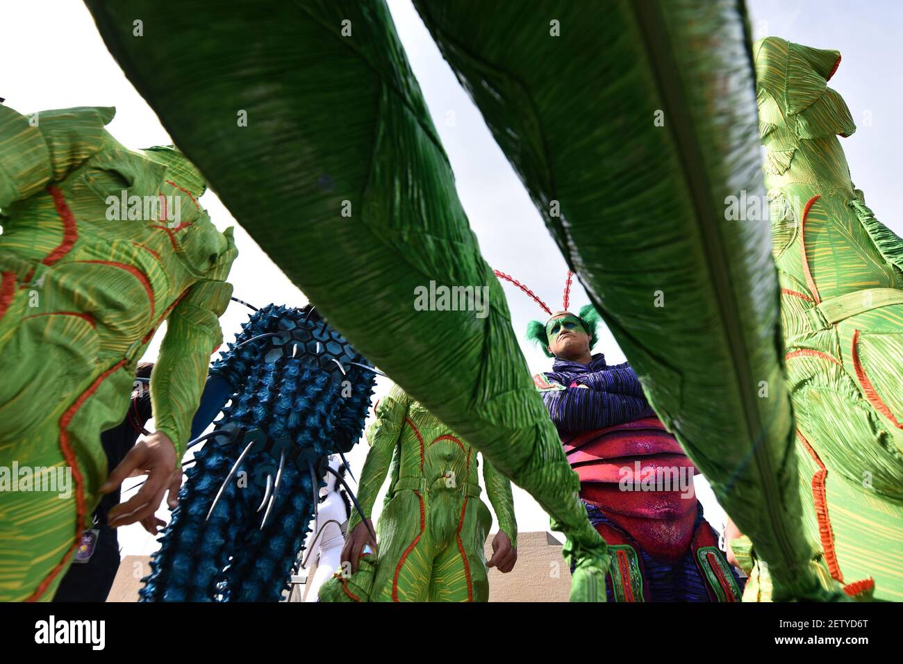 Acrobats/performers of Cirque Du Soleil 'OVO' visit The Top of the Rock ...