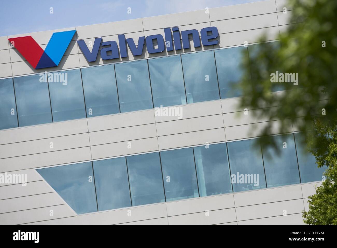 A logo sign outside of the headquarters of Valvoline in Lexington ...