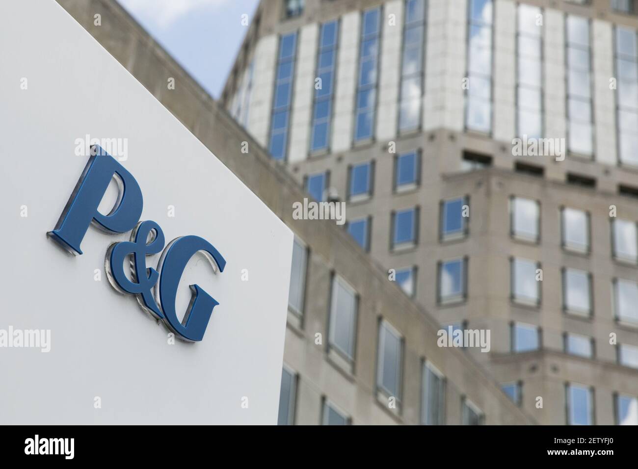 A logo sign outside of the headquarters of Procter & Gamble Co. (P&G ...