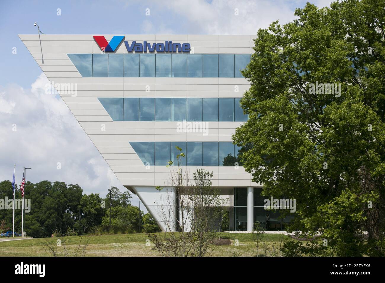 A logo sign outside of the headquarters of Valvoline in Lexington ...