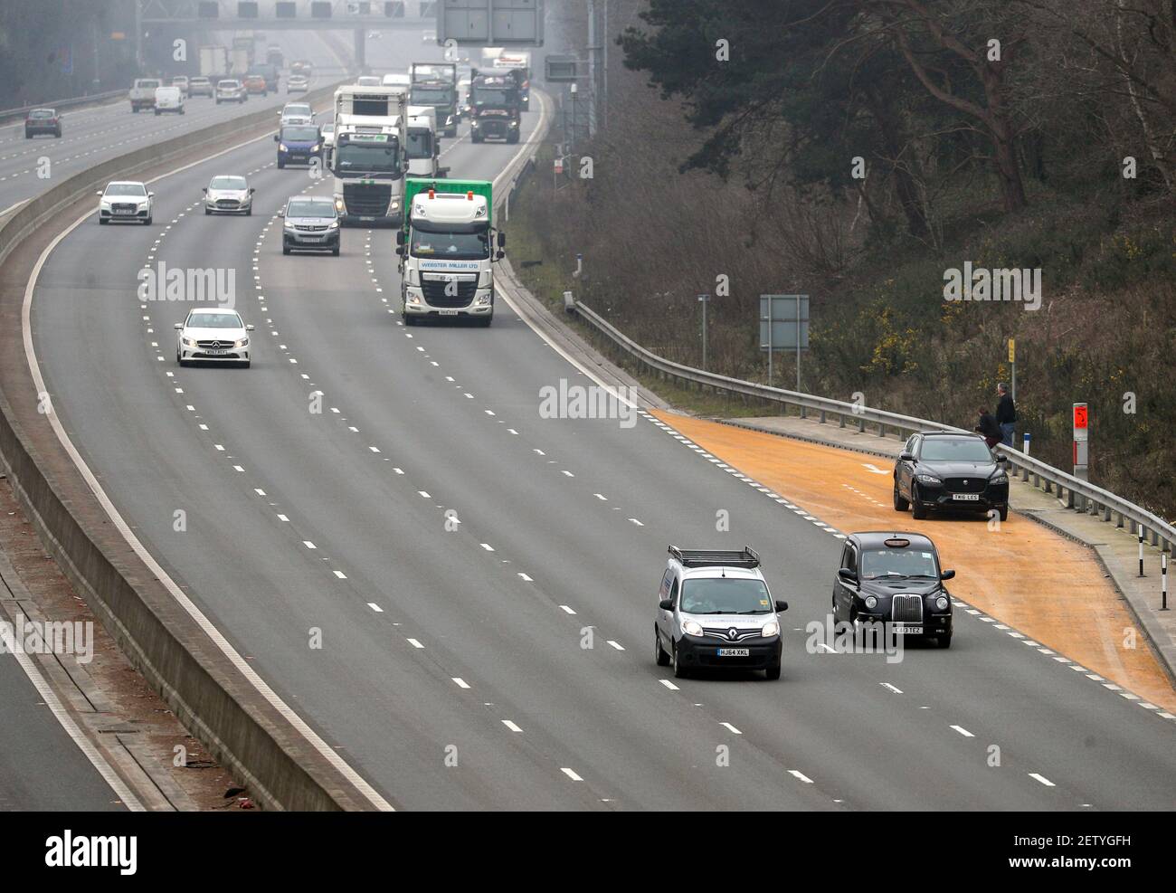 The M3 smart motorway near Camberley in Surrey. The motorways have no ...