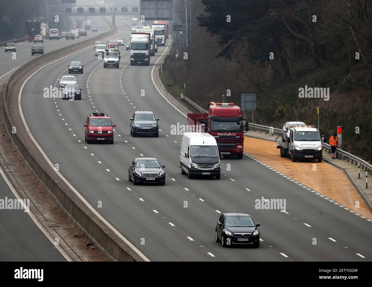 The M3 smart motorway near Camberley in Surrey. The motorways have no ...