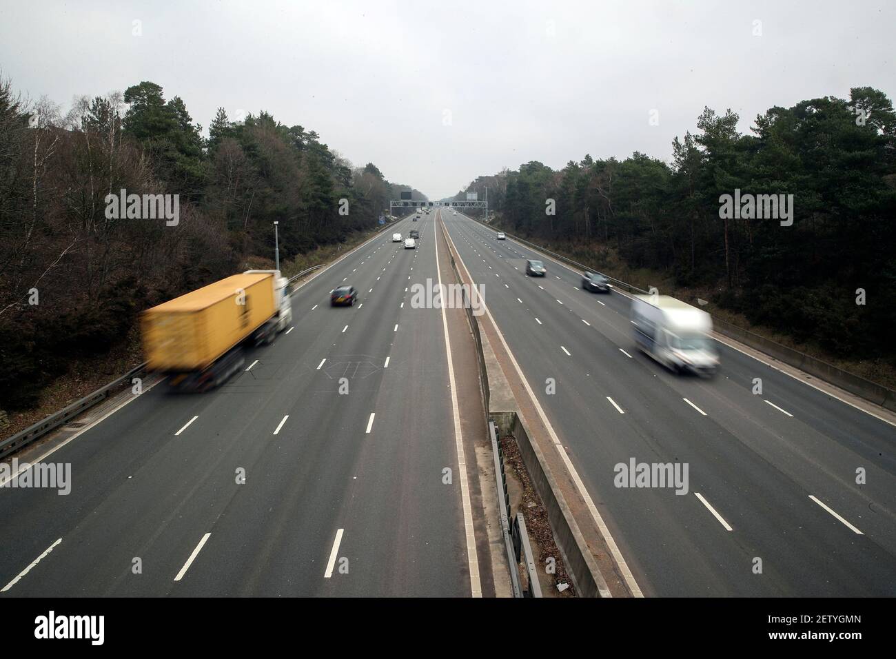 The M3 smart motorway near Camberley in Surrey. The motorways have no ...