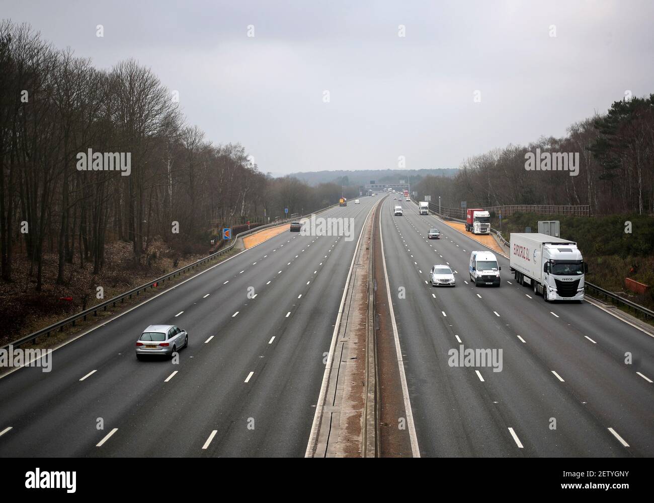 The M3 smart motorway near Camberley in Surrey. The motorways have no ...