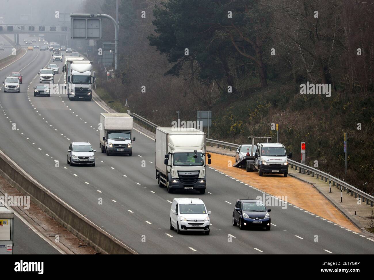 The M3 smart motorway near Camberley in Surrey. The motorways have no ...
