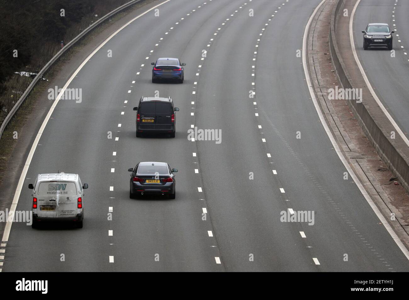 The M3 smart motorway near Camberley in Surrey. The motorways have no ...