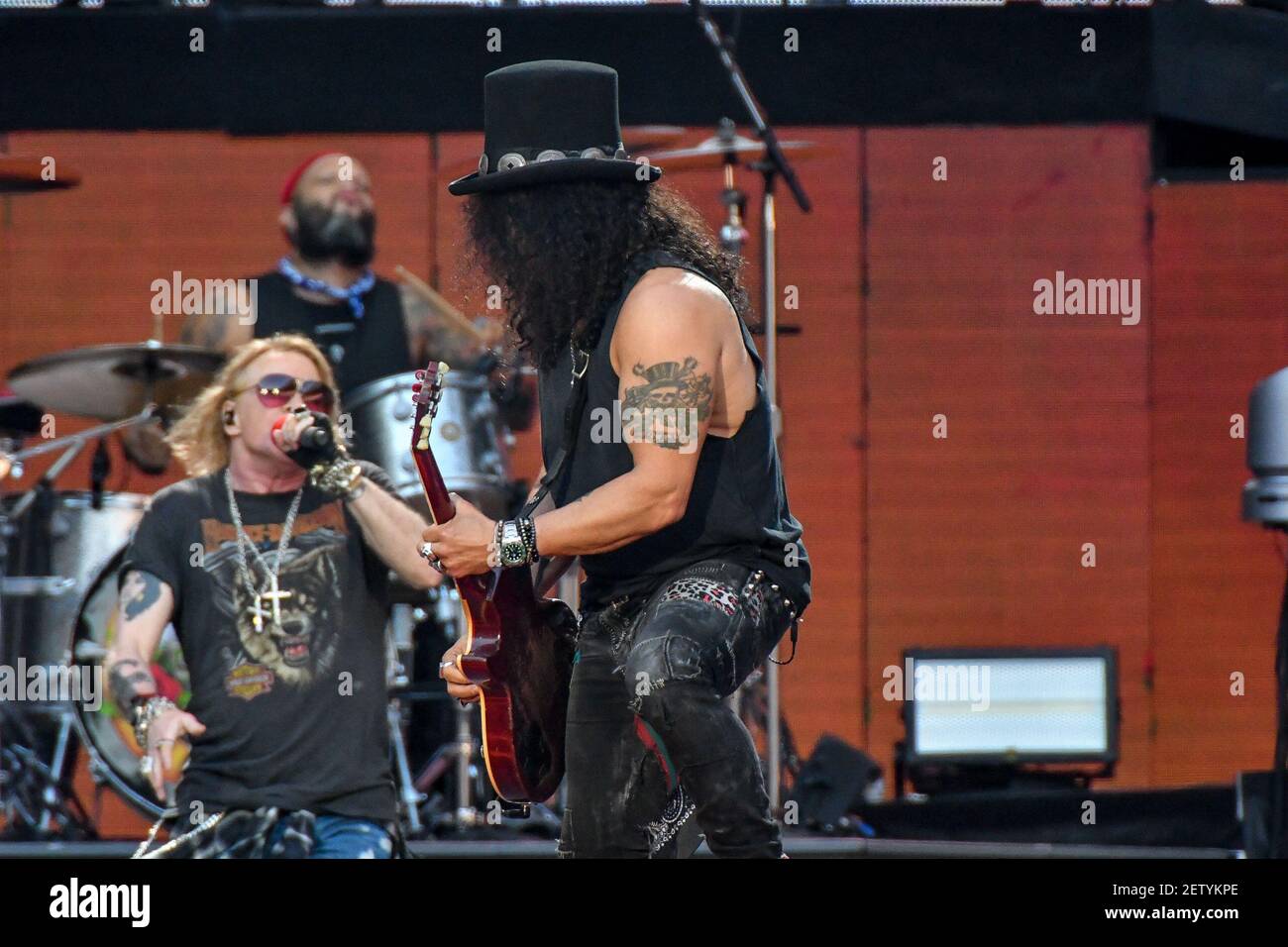 Axel Rose and Guns N' Roses perform at the Stade de France in Paris ...