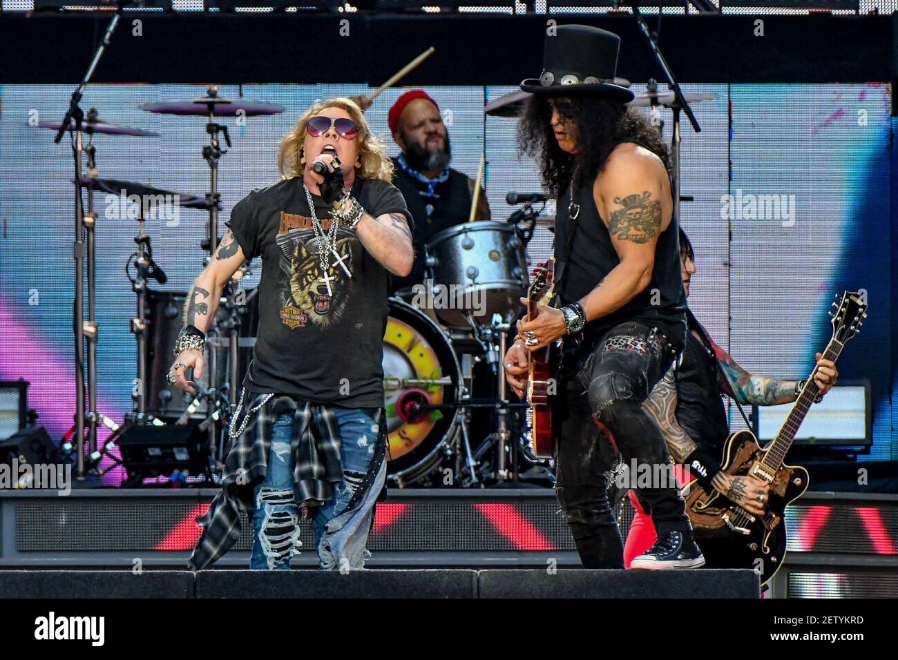 Axel Rose and Guns N' Roses perform at the Stade de France in Paris ...