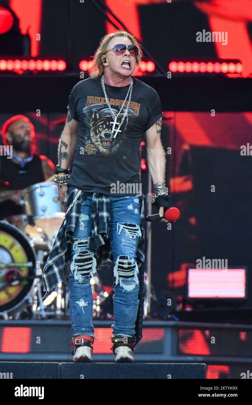 Axel Rose and Guns N' Roses perform at the Stade de France in Paris ...