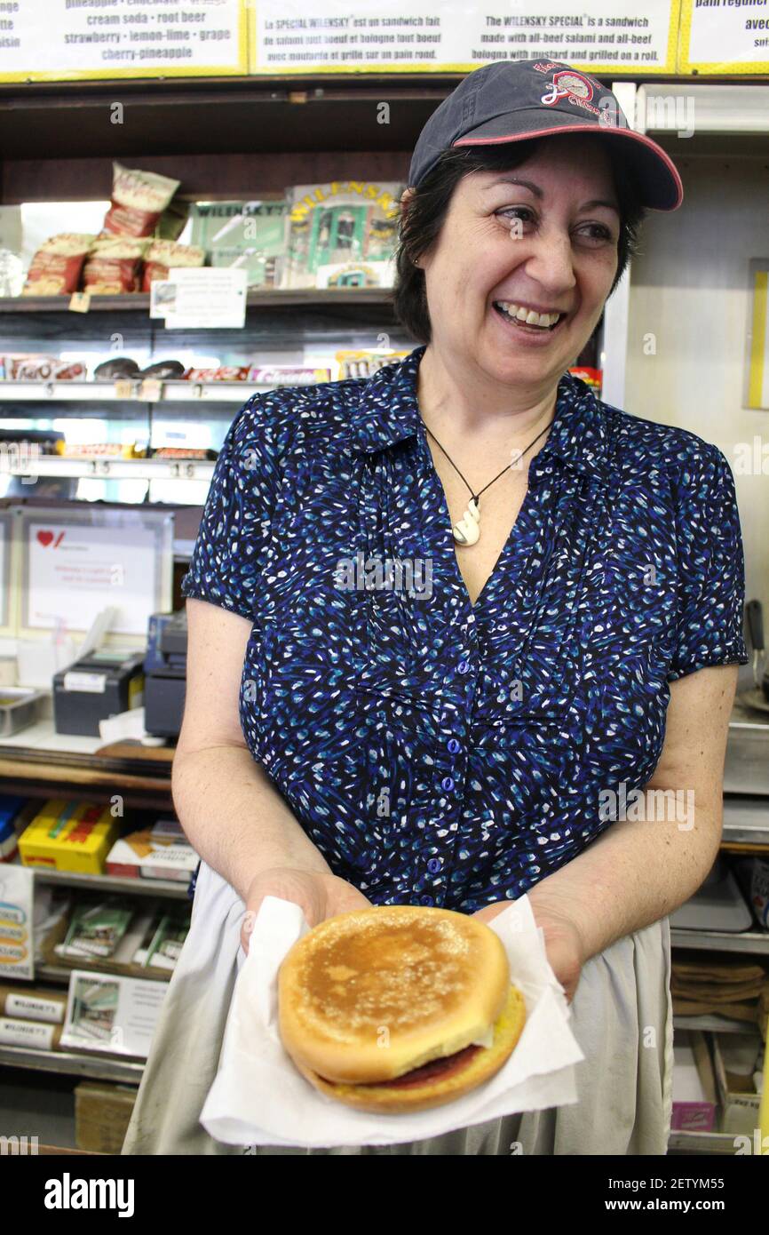 Sharon Wilensky, owner of Wilensky's Light Lunch, displays a freshly ...