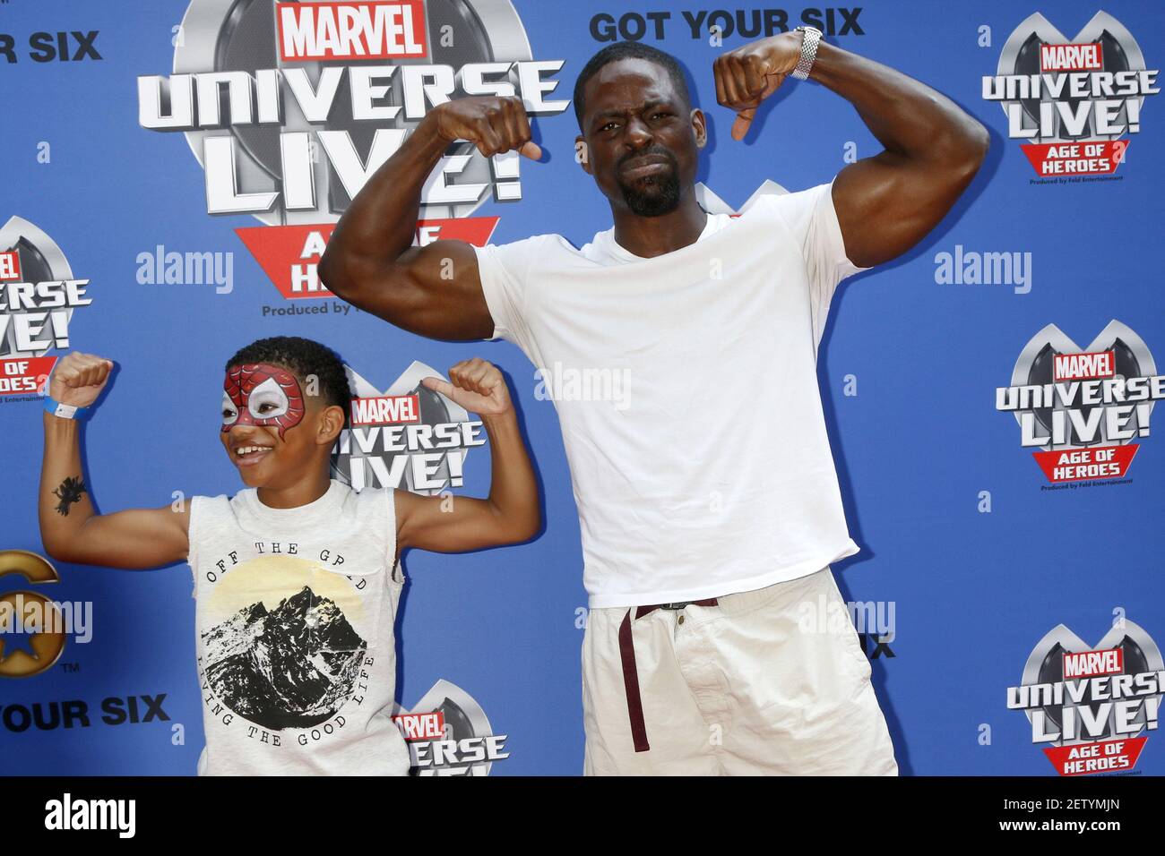 Lonnie Chavis, Sterling K Brown at the Marvel Universe Live Red Carpet ...