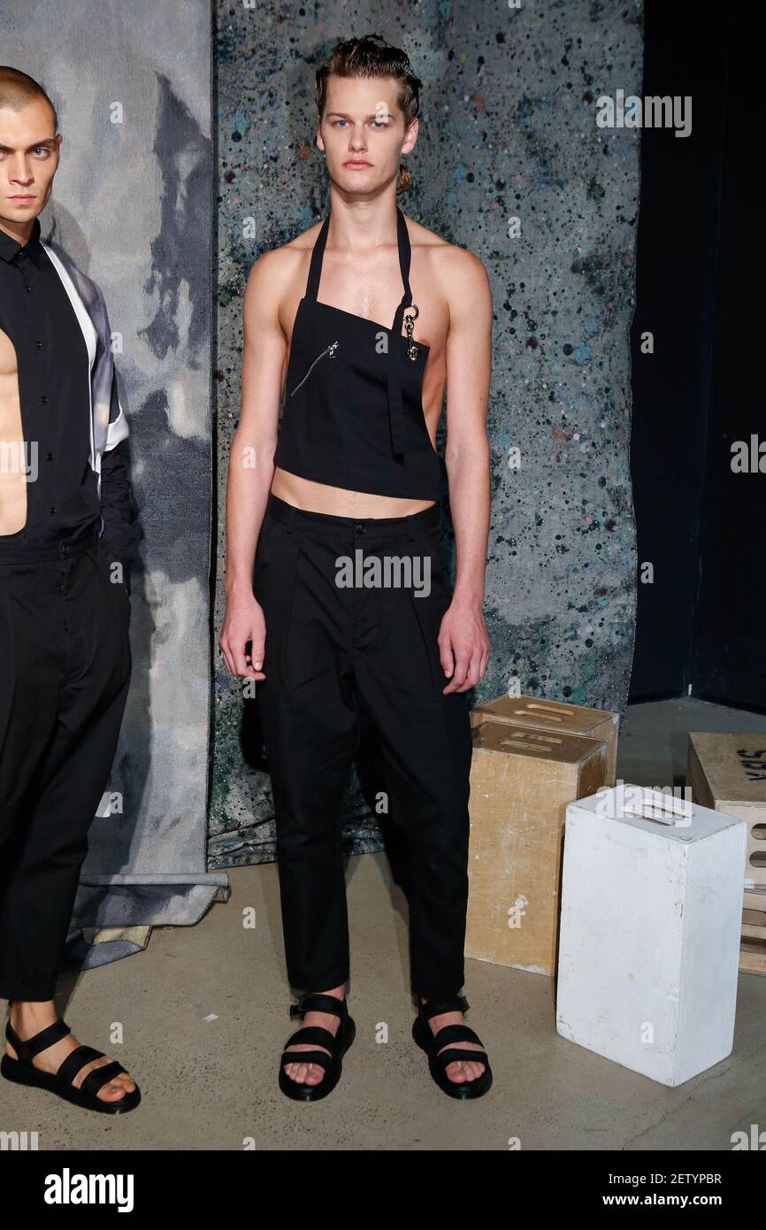 Model walks on the runway during the R. Swiader Spring 2018 New York ...