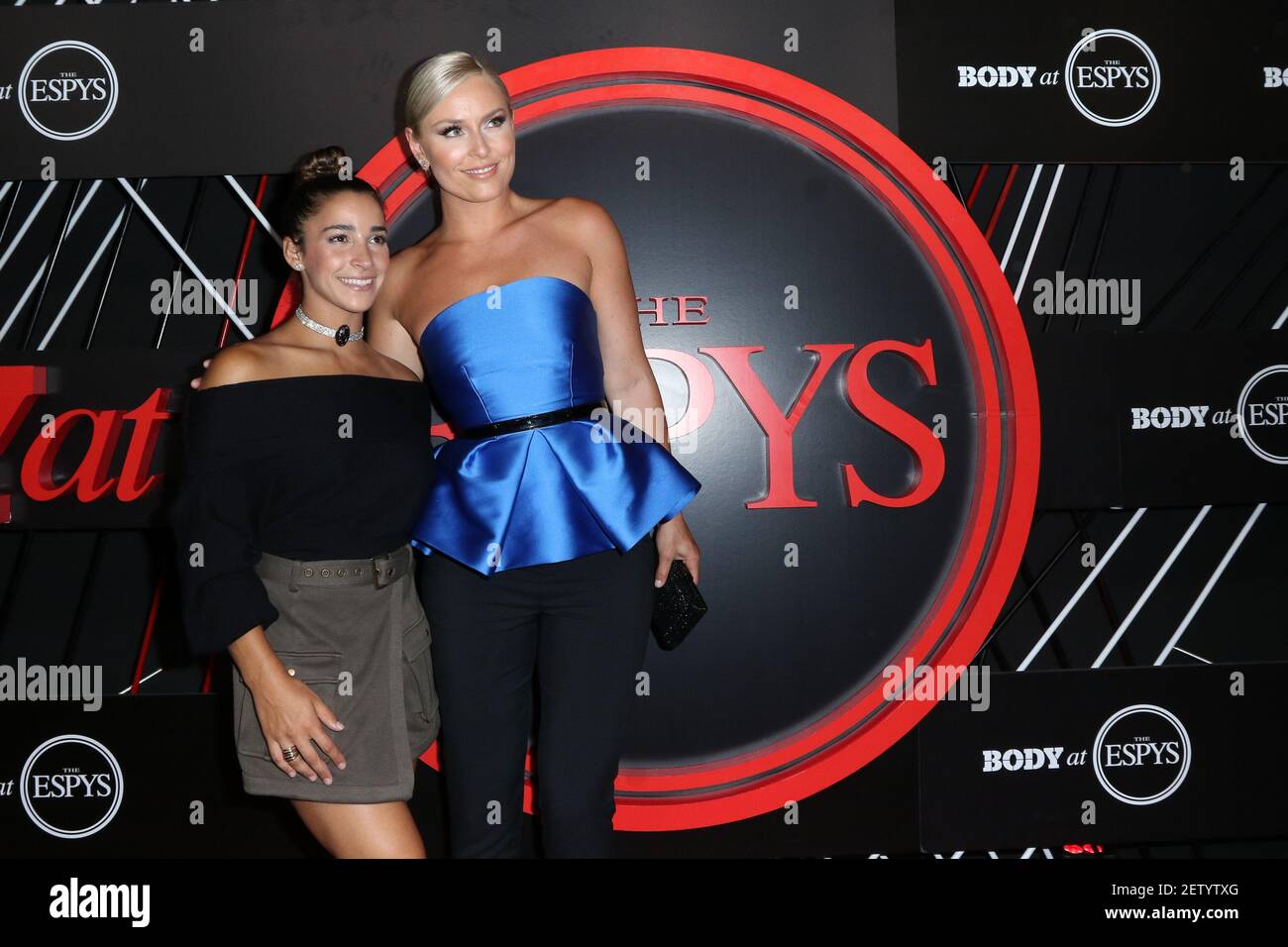Alpine Ski Racer Lindsey Vonn (R) and Gymanst Aly Raisman at the BODY ...